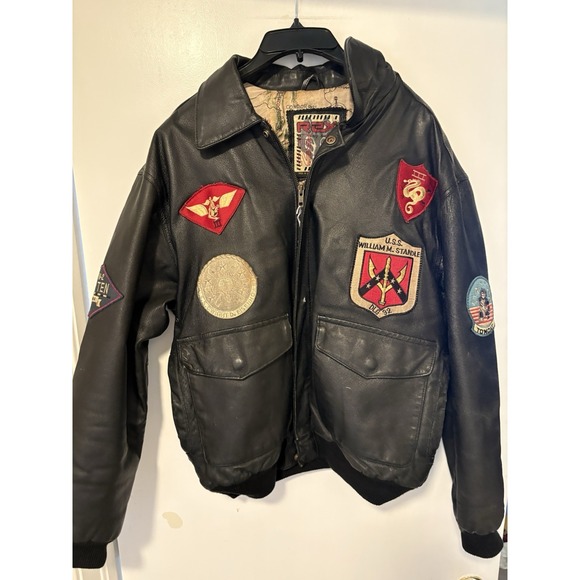 Avirex | Jackets & Coats | Vintage Avirex Brown Leather Flight Bomber ...